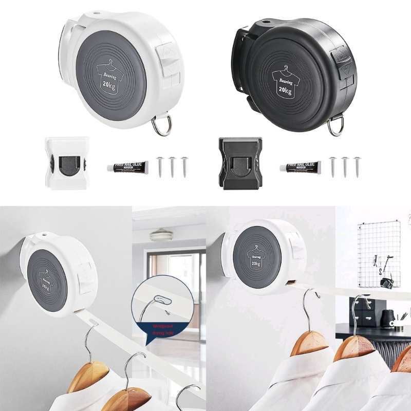 JJ* Retractable Washing Line Portable Clothes Drying Rack Retractable ...