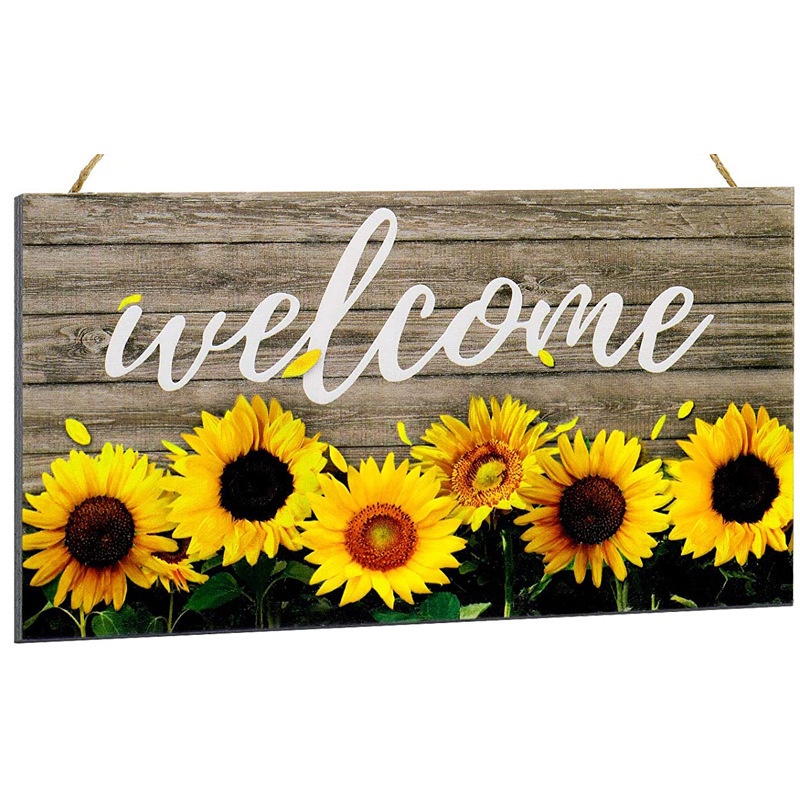 Pastoral style sunflower welcome door number country farmhouse wall ...