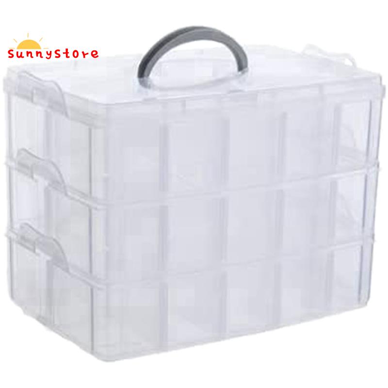 Stackable 3-Tier Clear Plastic Organizer Multi Layer Storage Box with ...