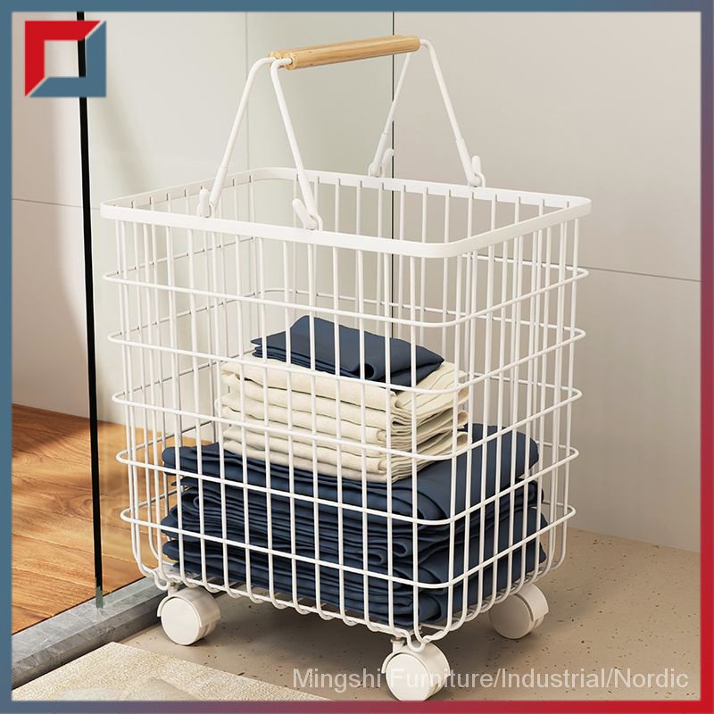 Dirty Clothes Basket Dirty Clothes Storage Basket with Wheels Mobile ...