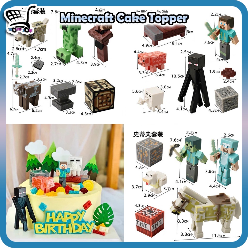 Minecraft Steve Enderman Creeper Cake Decorations Cake Topper Dino ...