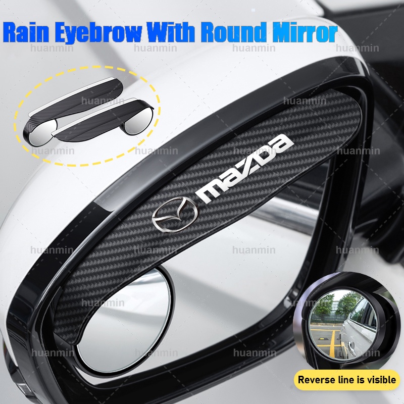 Upgraded Mazda Car Rearview Mirror Waterproof Rain Eyebrow With Round ...