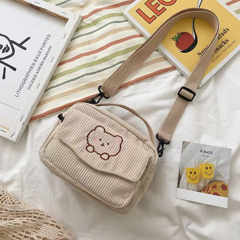 Cute Small Bag Female Retro Corduroy Small Square Bag Ins Super Fire ...
