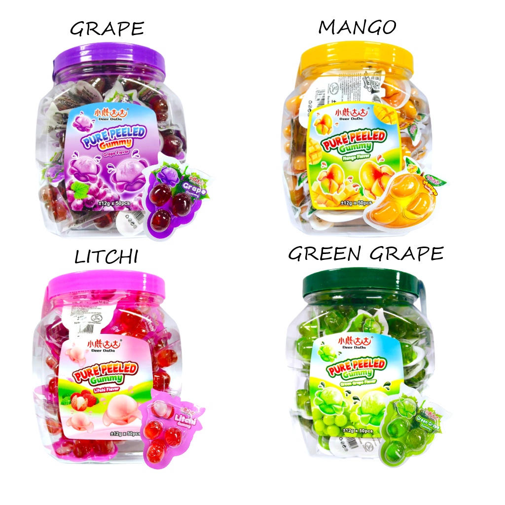 +/-50Pcs Deer DaDa Pure Peeled Gummy Grape/Green Grape/Mango/Litchi ...