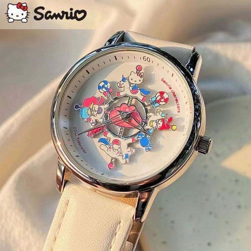 Sanrio family carousel watch girls cute fun KT cat dial cute girl Steel ...