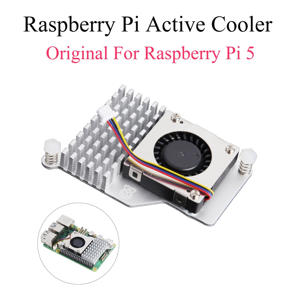 Official Raspberry Pi Active Cooler Fan Anodized Aluminum Heatsink Silver DC 5V Support PWM ...