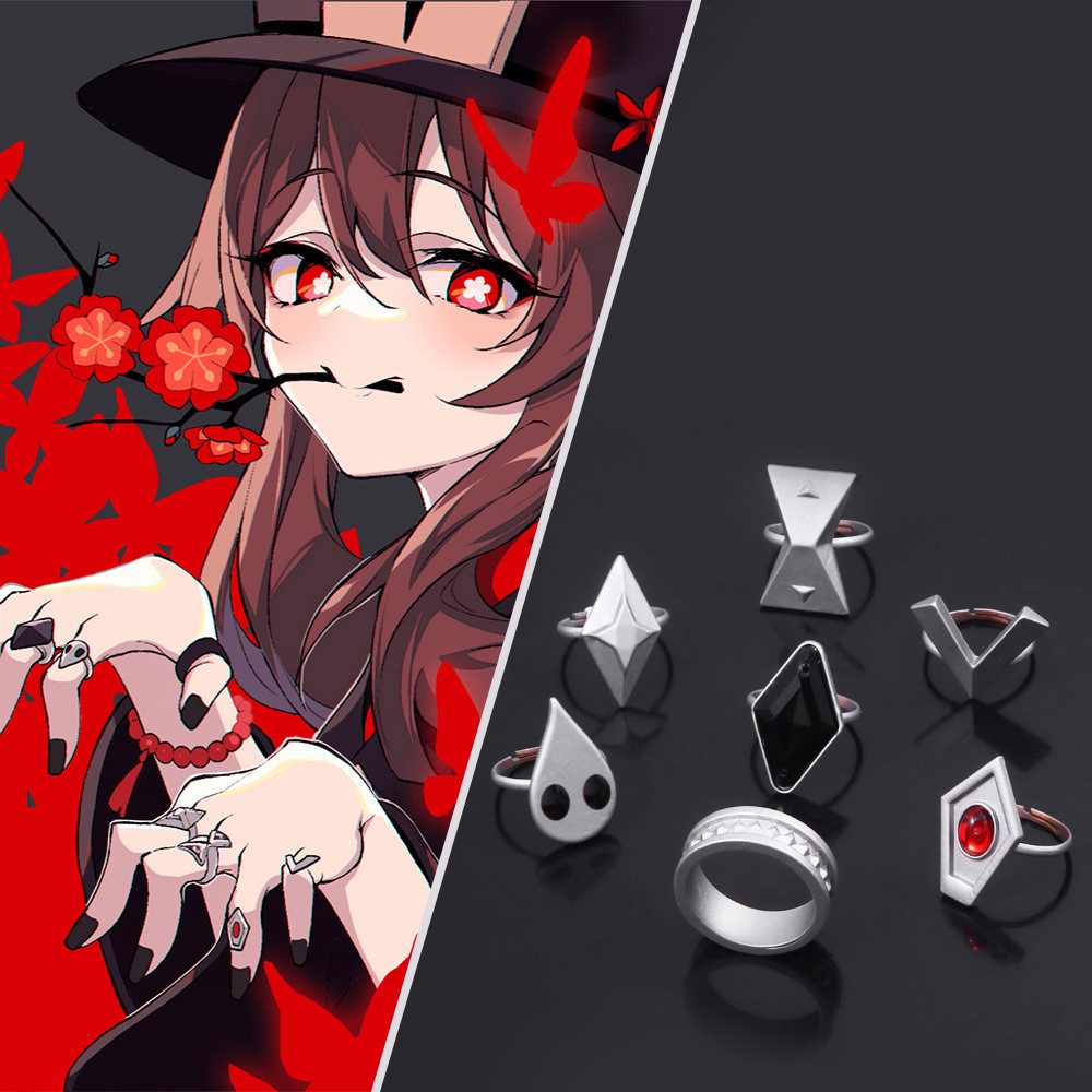Game Genshin Impact Hutao Cosplay Rings Accessories Props Finger Ring ...