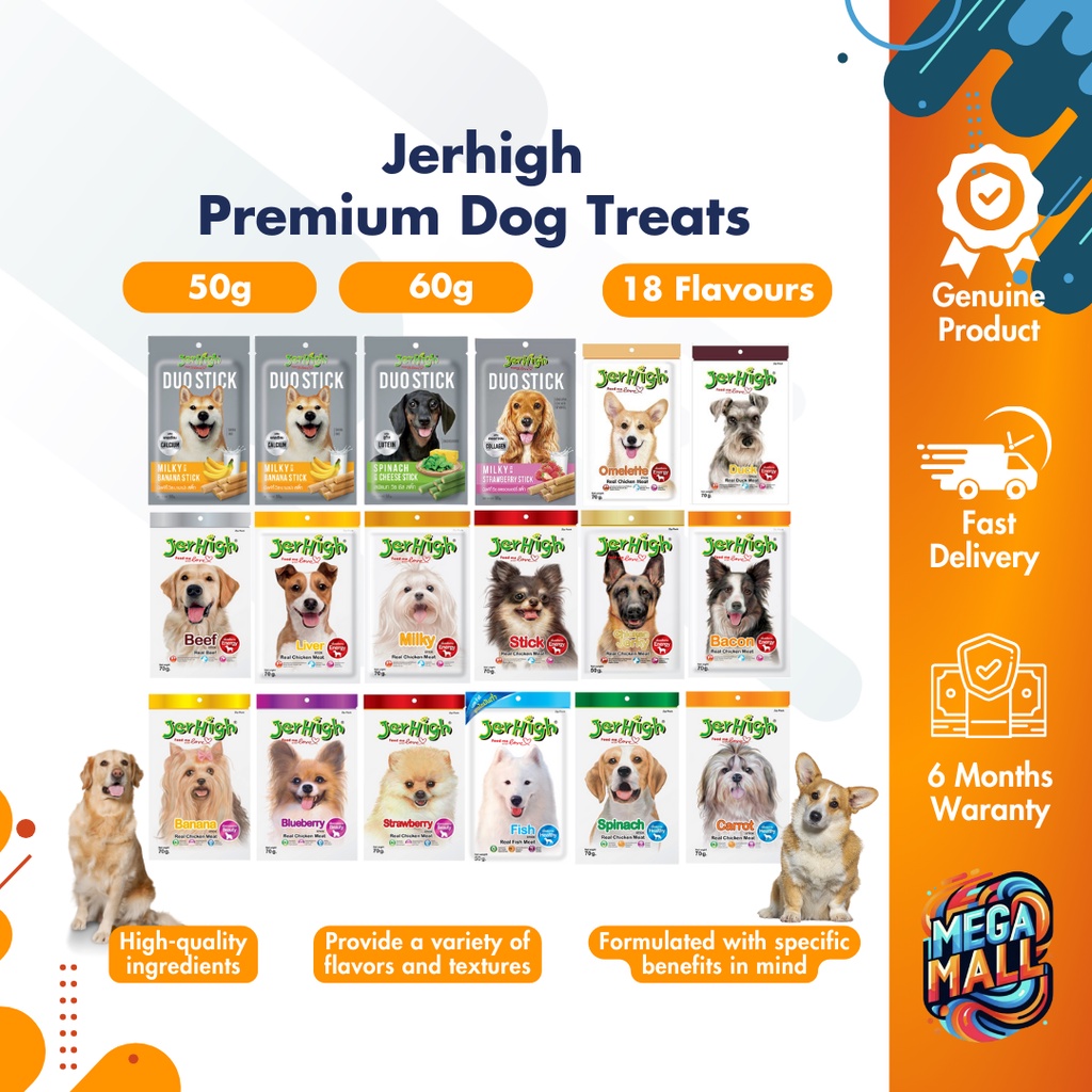 Jerhigh Premium Dog Treats 50g/60g - Healthy Training Snacks | Shopee ...