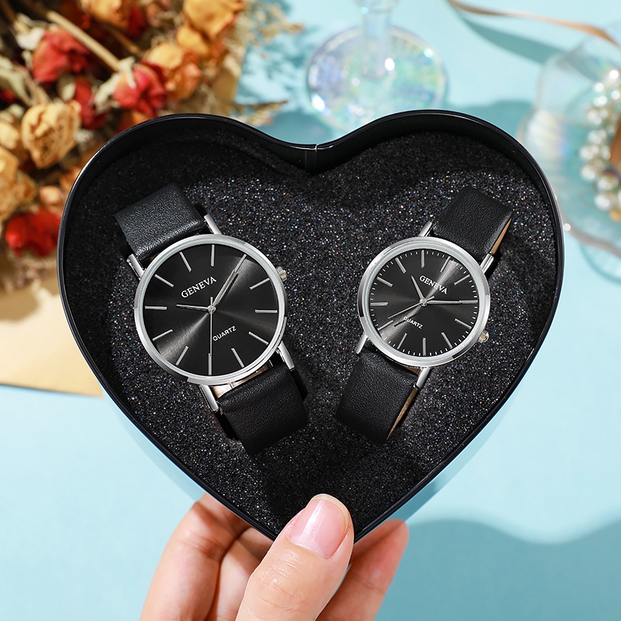 Kegllect Minimalist Couple Watch Leather Strap Men Watches Quartz Women ...