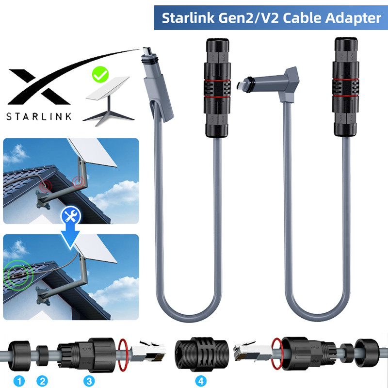 Guugei For Starlink Gen2/V2 Ethernet Cable Adapter SPX Plug to RJ45 ...