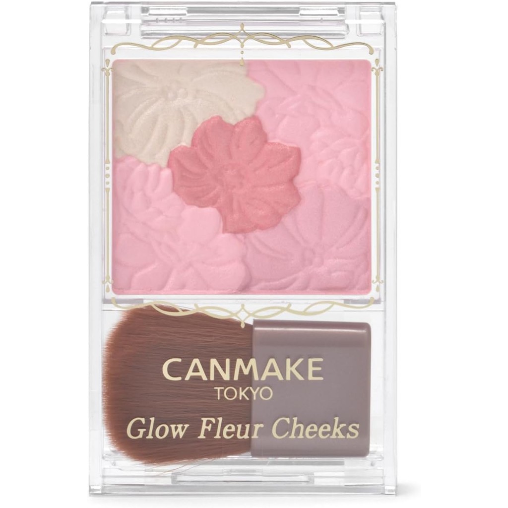 CANMAKE Glow Fleur Cheeks Blush – 4 Shades [01] Peach Fleur, [02 ...
