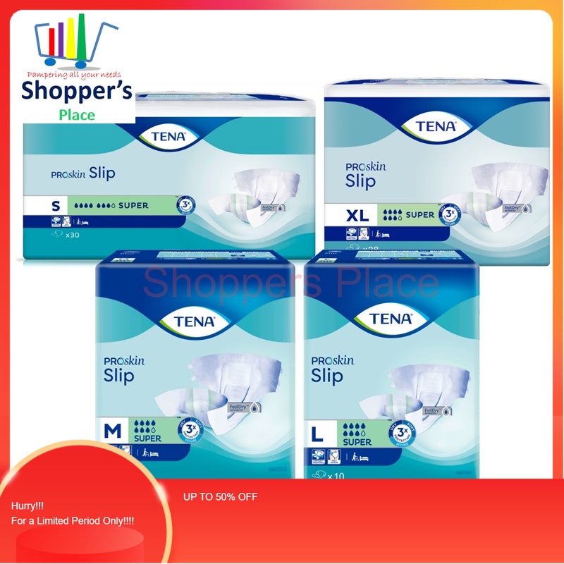 TENA Proskin Slip Super Adult Diapers- S30s/M10s/L10s/XL28s | Shopee Singapore