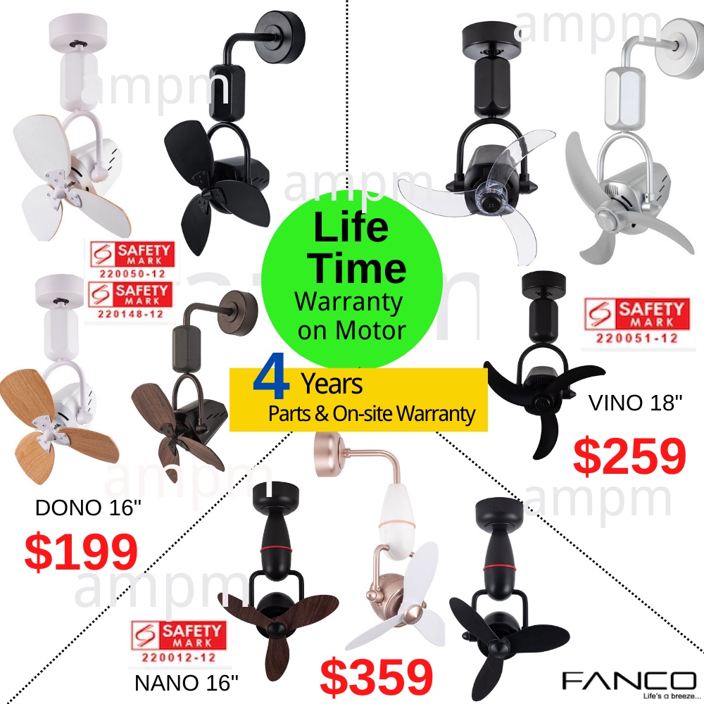Fanco Corner Fan DC Fan Dono Nano Vino 16 inch 18" Wood Ceiling Wall ...