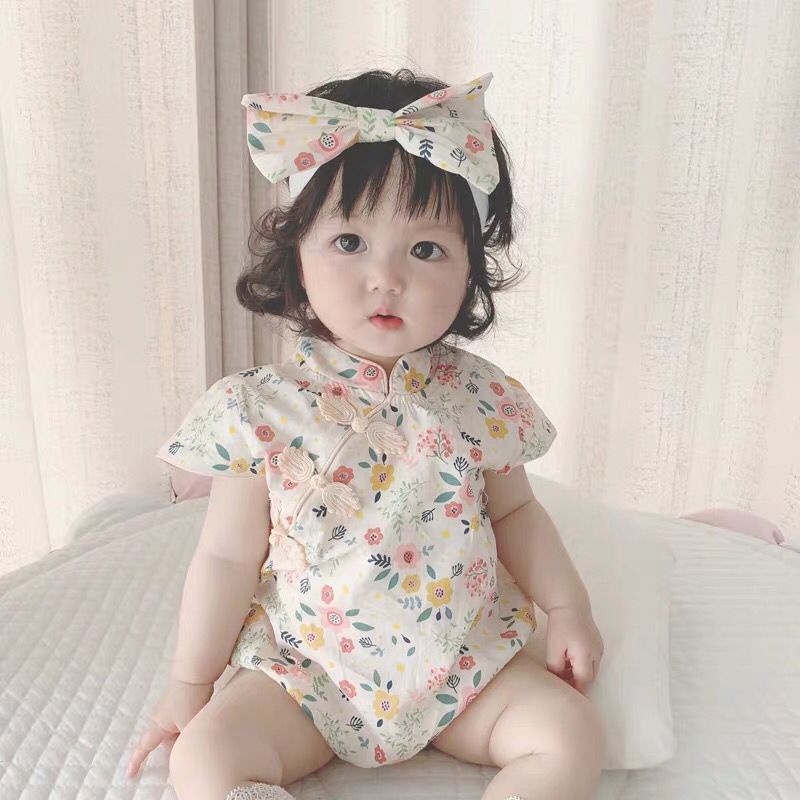 Baby Baby Cheongsam Summer Thin Style 3-6 Months Girl Baby 0 Cute Super Cute Baby Onesie ...