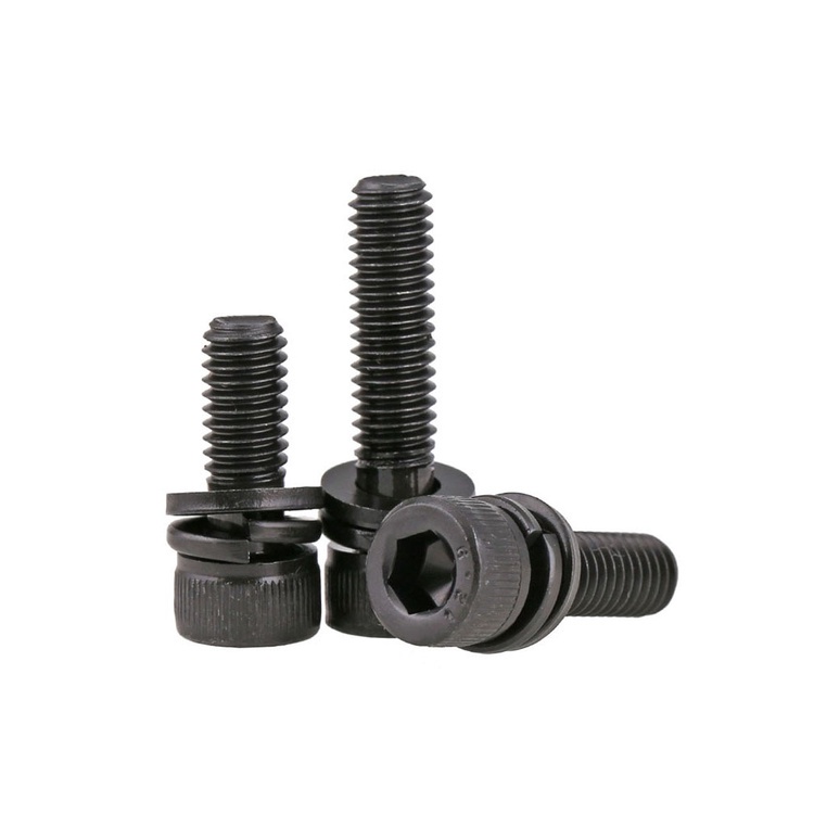 M3 M4 M5 M6 M8 - M12 Black 12.9 Grade Hexagon Hex Socket Cap Head SEM Screw Flat Washer Spring ...