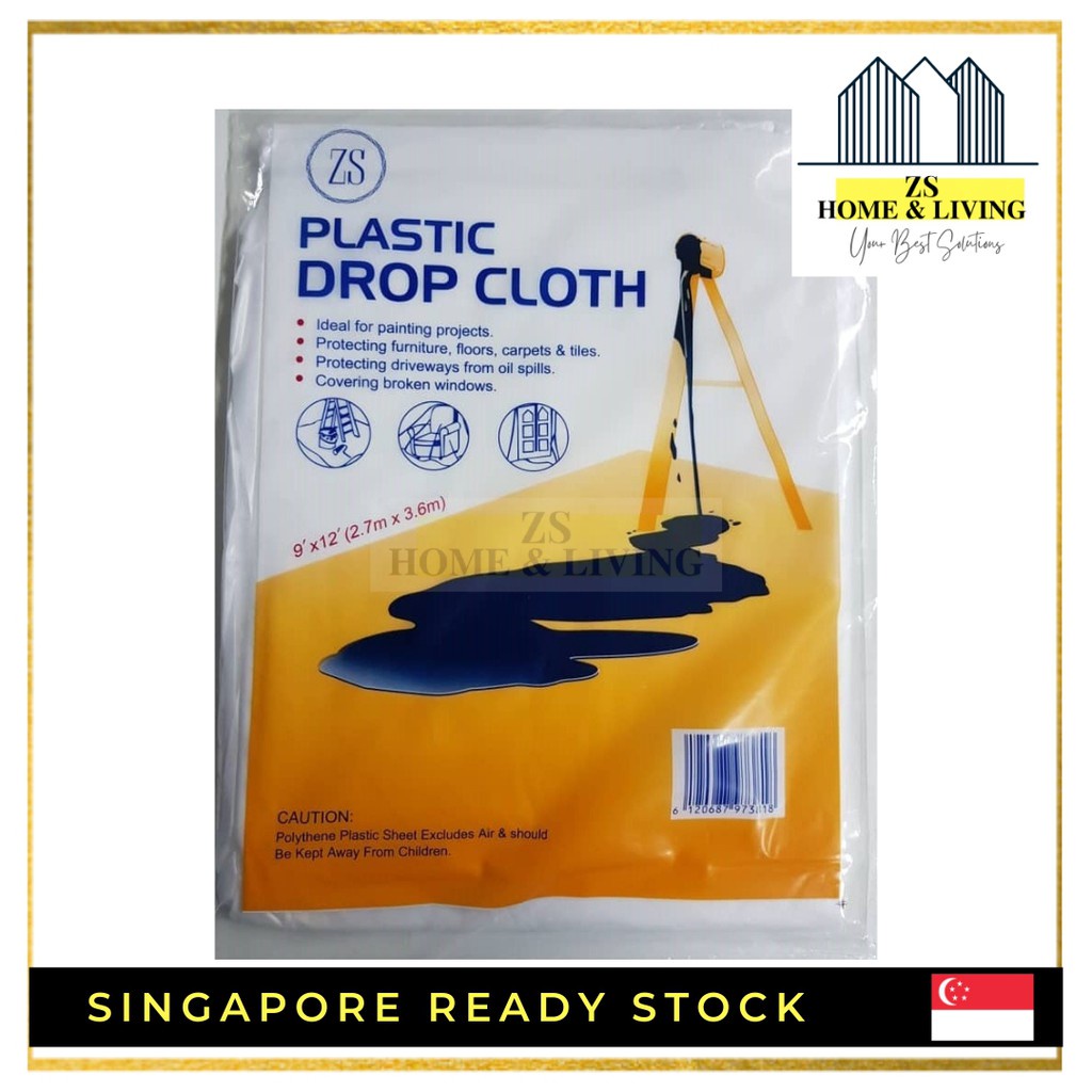 PLASTIC DROP CLOTH PLASTIC SHEET (2.7mtr x 3.6mtr) for RENOVATION ...