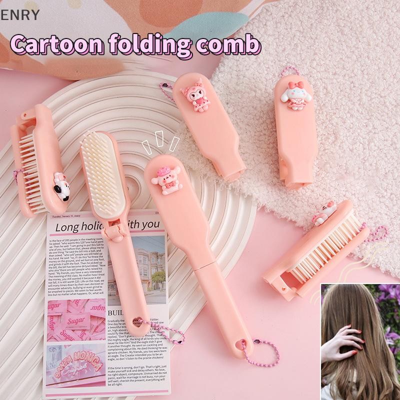 EN Sanrio Anime Hello Kitty Foldable Hair Comb Kawaii Kuromi My Melody ...
