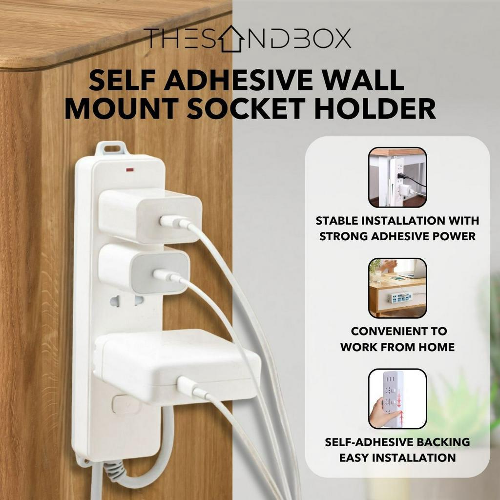 Wall-Mounted Extension Socket Plug Holder, Space-Saving Rotatable Wire ...