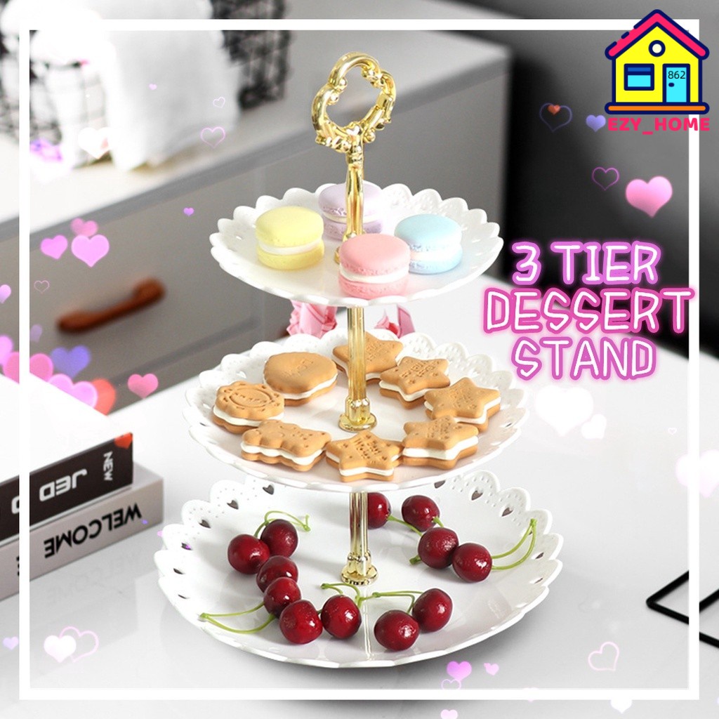 3 Tier High Tea Food Tray Dessert Stand Cupcake Cookie Pastry Snack ...
