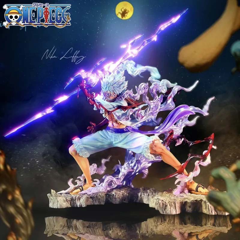 Anime One Piece 28cm Action Figure Lightning Luffy Gear 5 Sun God Nika ...