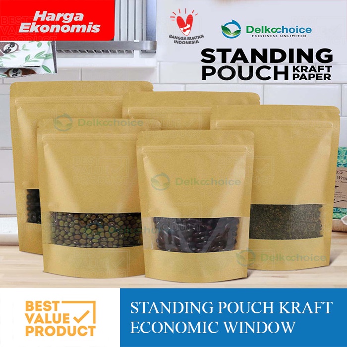 Packaging Paper Kraft WINDOW 9x15 Standing Pouch WINDOW 9x15 | Shopee ...
