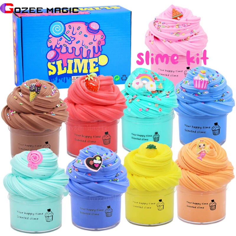 50ml DIY Fruit Cake Fluffy Slime Kit Toy Kid Stretchy Non-sticky Clay ...