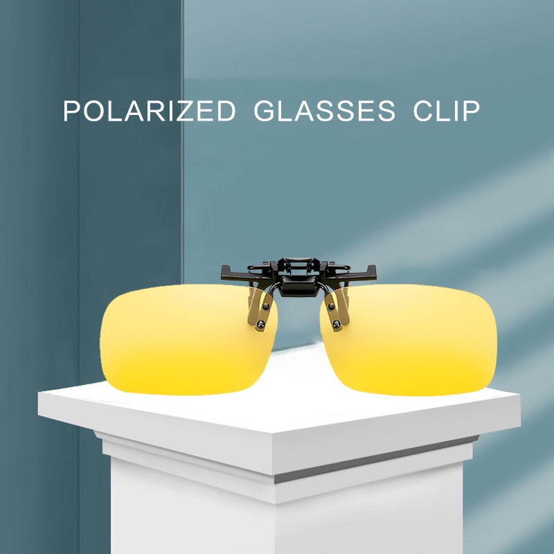 Square Glasses Clips For Night Driving Can Turn Over Polarized Yellow ...