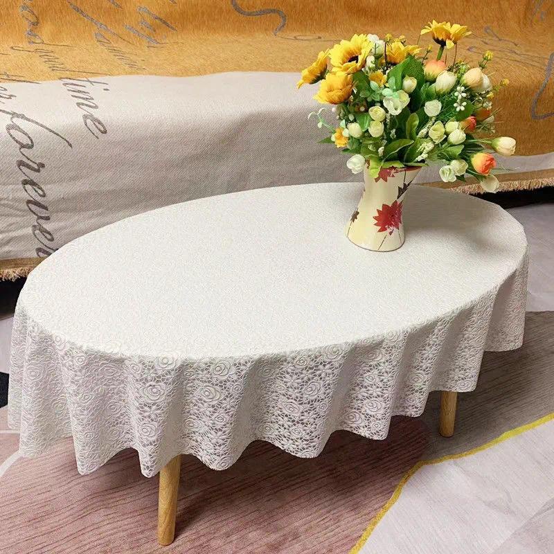 Oval coffee table cloth, plastic tablecloth, duck egg shaped household ...