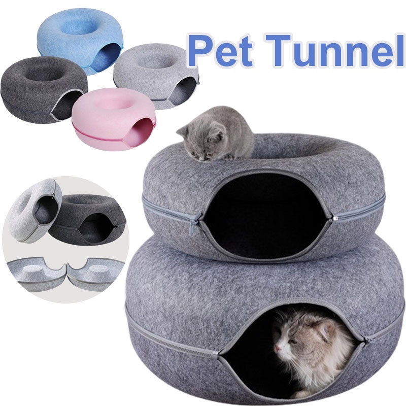 Pet Tunnel Cat Tunnel Playground Donut Cat Bed Nest Rabbit Tunnel Pet ...