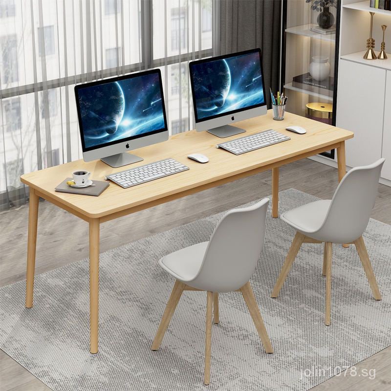 Office Table Desktop Solid Wood Legs Bedroom Computer Table Simple Desk ...