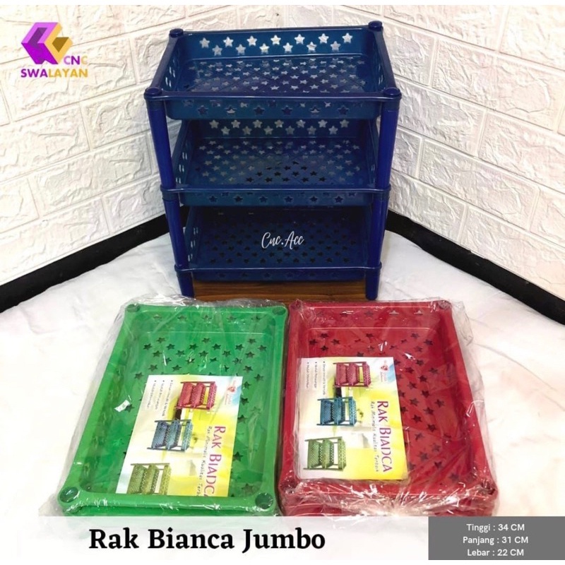 Bianca Plastic Shelf 3 Layers Jumbo / Plastic Shelf / Multipurpose ...