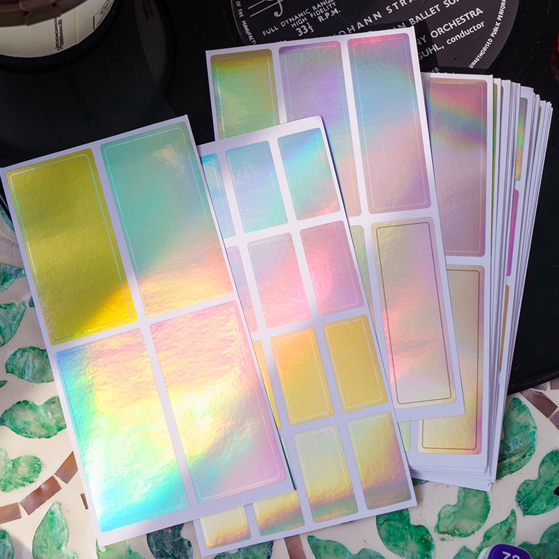 10 Sheets Multisize Laser Color Flashing Index Tag Stickers Waterproof ...