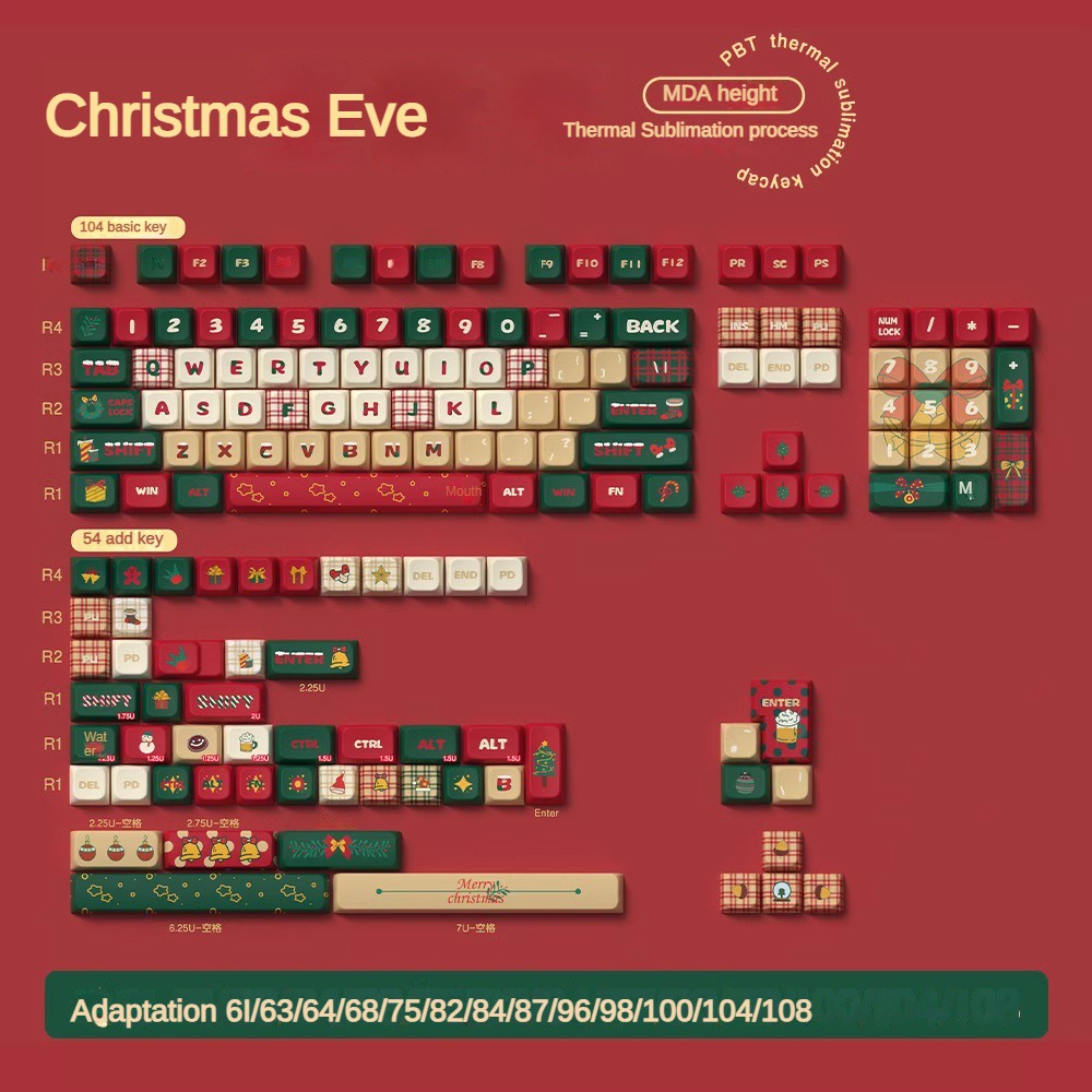PBT keycaps Christmas Eve Theme cute Gradient Rainbow keycap Cherry/MDA ...