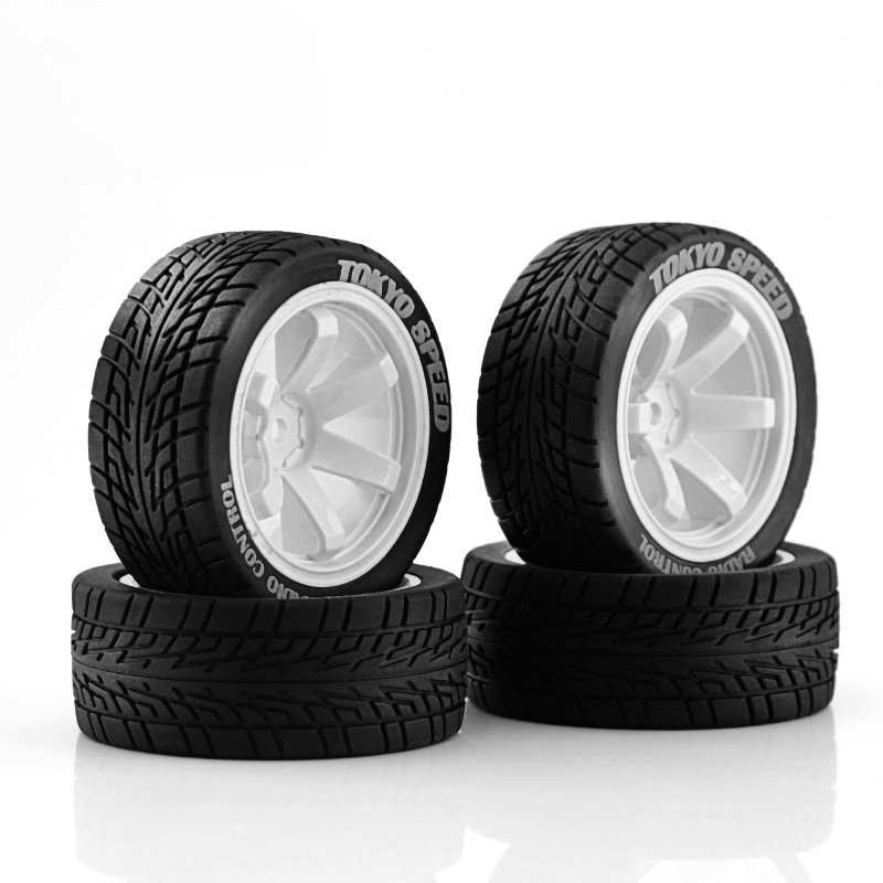 RS RC 1/10 RC Rally Racing Wheels Tires On Road Car Rubber Tyres 12mm ...