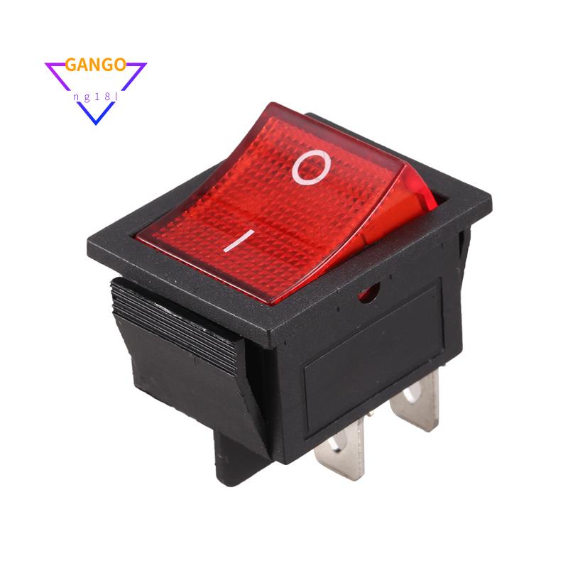 Red Light Illuminated 4 Pin DPST ON/OFF Snap in Rocker Switch 16A 20A ...