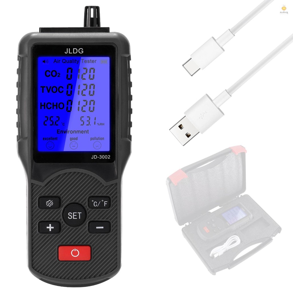Multifunctional Air Quality Tester CO2 TVOC Meter Temperature Humidity ...