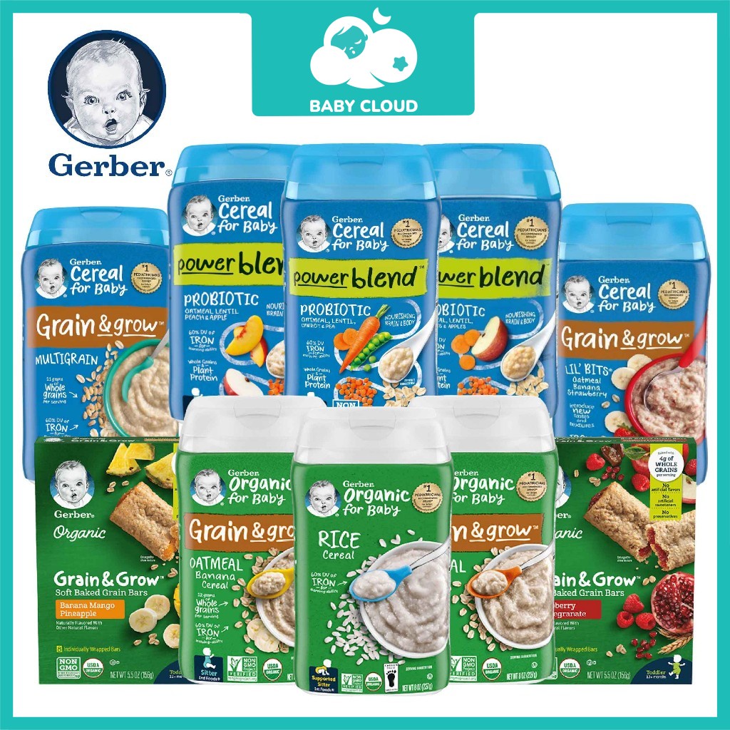 Gerber Organic Grain Rice Cereal | Singlet Graind Oatmeal | Probiotic ...