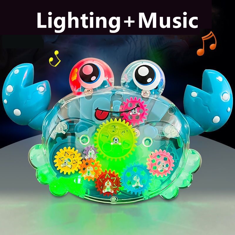 Educational Electric Flash Music Transparent Gear Universal Crab Sound ...