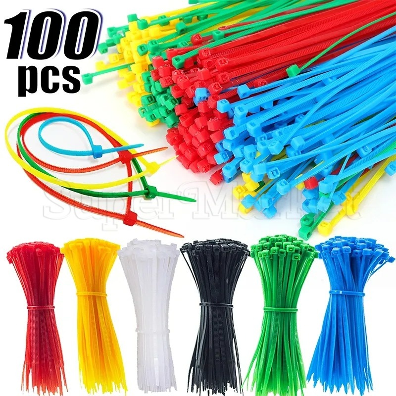 Multi-Purpose Self-Locking Plastic Wire Ties / 100Pcs Colorful Nylon ...