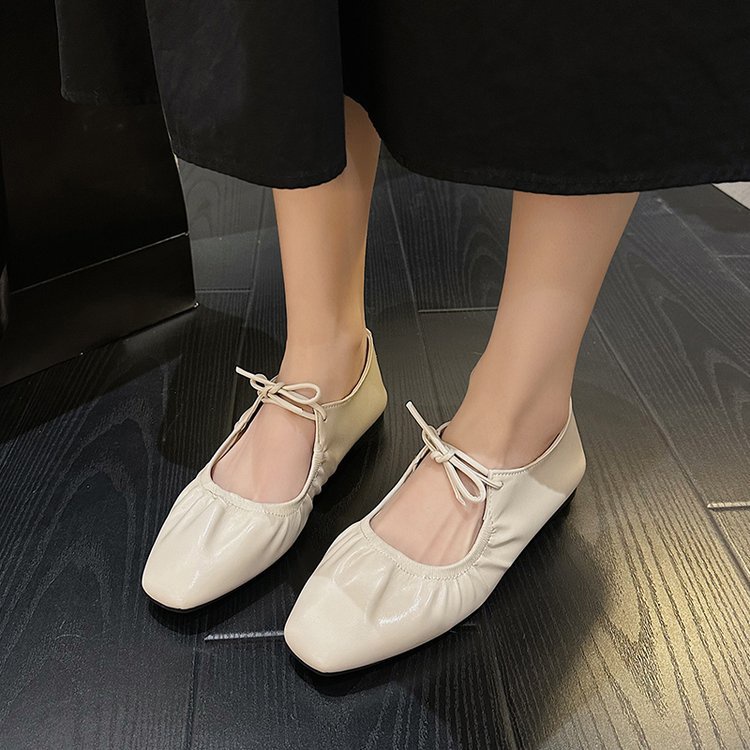 Soft Leather French Retro Beautiful Flat Shoes Soft Bottom Lace up ...