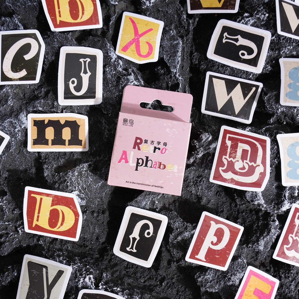 46 Pcs vintage Alphabet Letter Stickers Self Adhesive Alphabet Number ...