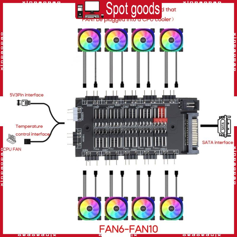 XI PWM FAN+ARGB LED 2in1 Sync HUB Controller 1 To 10 Multi Way Splitter ...