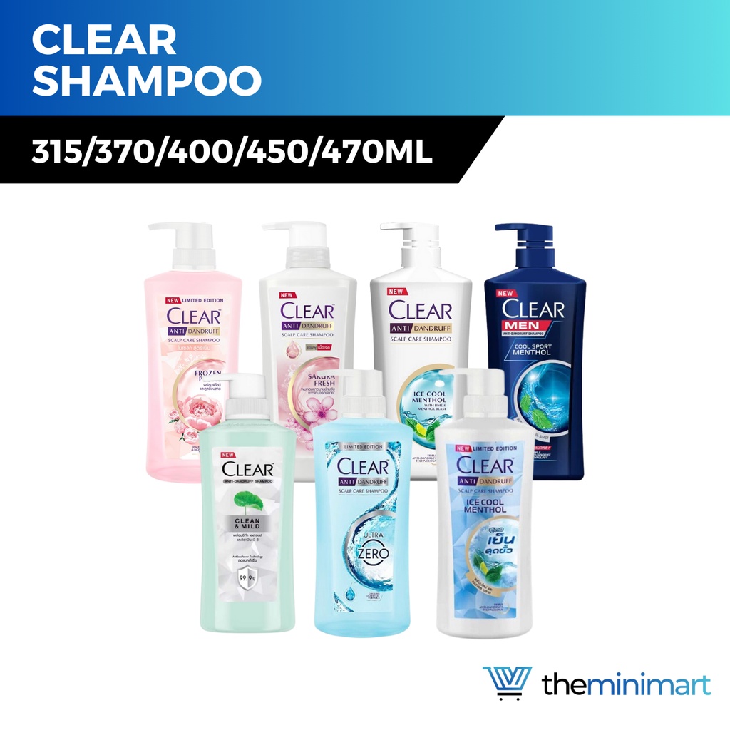 Clear Anti-Dandruff Shampoo 370-400ml - Cooling, Nourishing, Refreshing ...