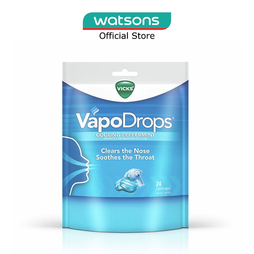 VICKS VapoDrops Lozenges Cooling Peppermint (Clears The Nose & Soothes ...