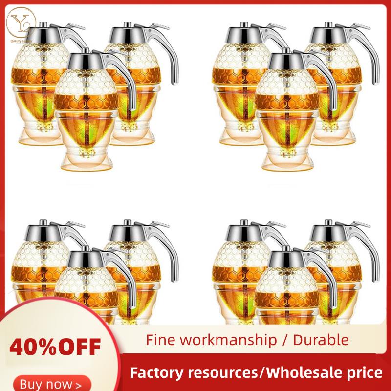 Honey Dispenser, No Drip Syrup Container with Stand, Beautiful ...