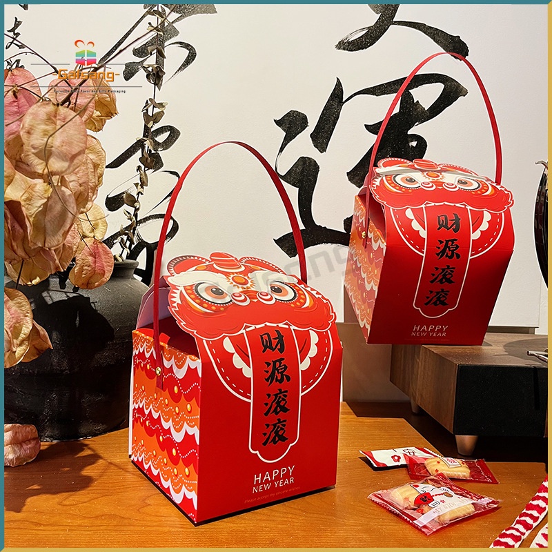 [10pcs/pack] Exquisite Lion Pattern Chinese New Year Gift Box Packaging ...