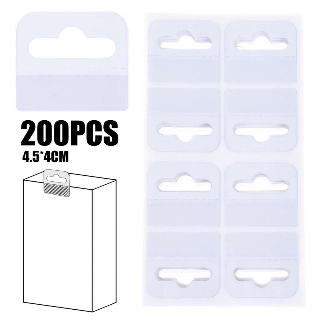 200pcs New PVC Slot Hole Adhesive Hang Tabs Tags Hook For Store Retail ...
