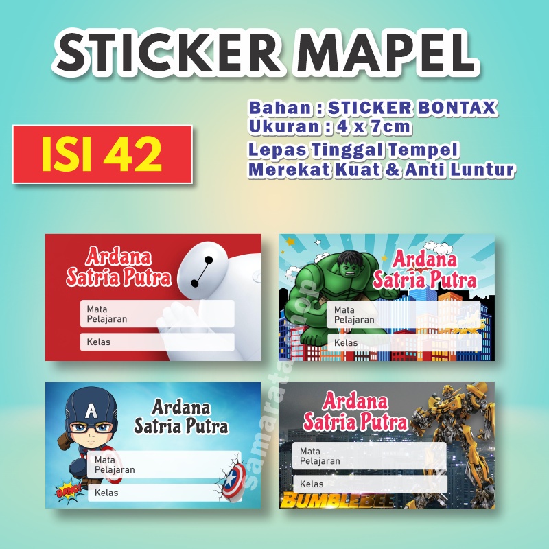 MATA Contents Of 42 Subject Stickers, Book mapel Stickers, Book mapel ...