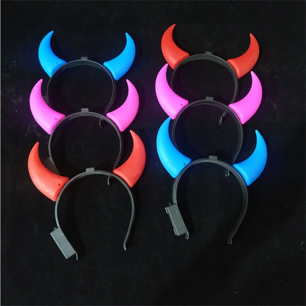 LED Devil Horn Light Up Headband Glowing Devil Horn Headwear Halloween ...
