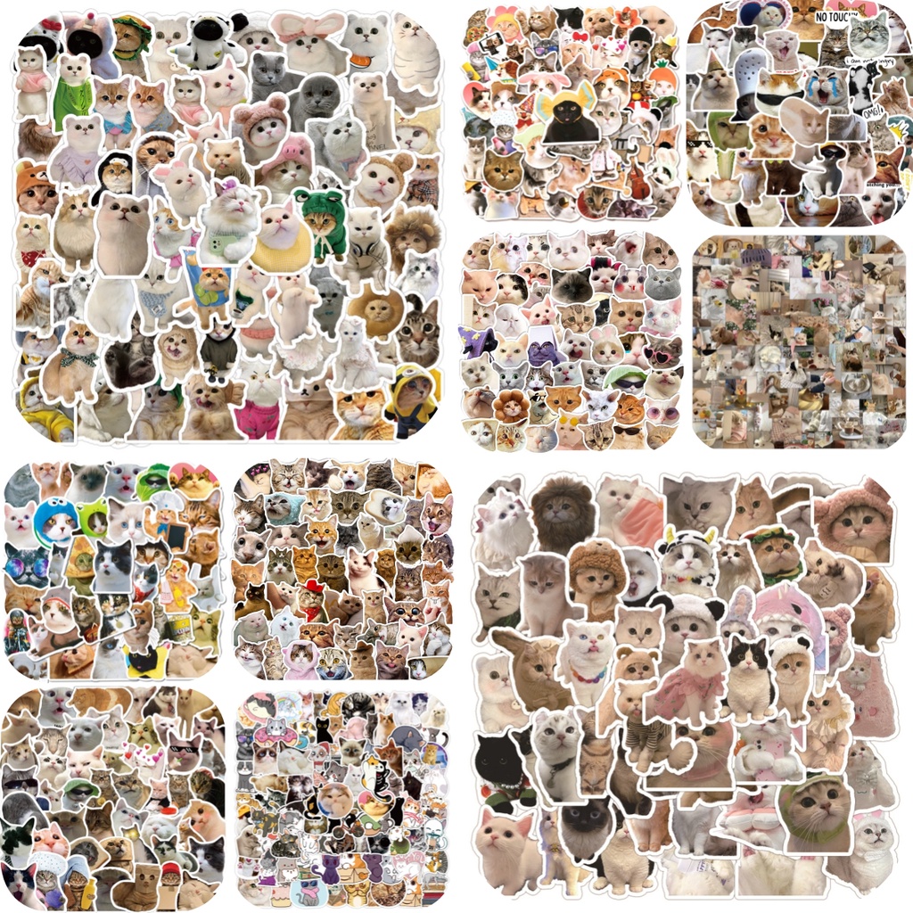 100/50PCS Cute Kitten Lovely Cats Meme Stickers For Helmet Bicycle Hand ...